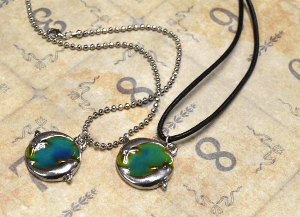 Wave Dancer – Dolphin Leather Necklace for Ocean Lovers - Mood Changing Pendant | sunnybeachjewelry