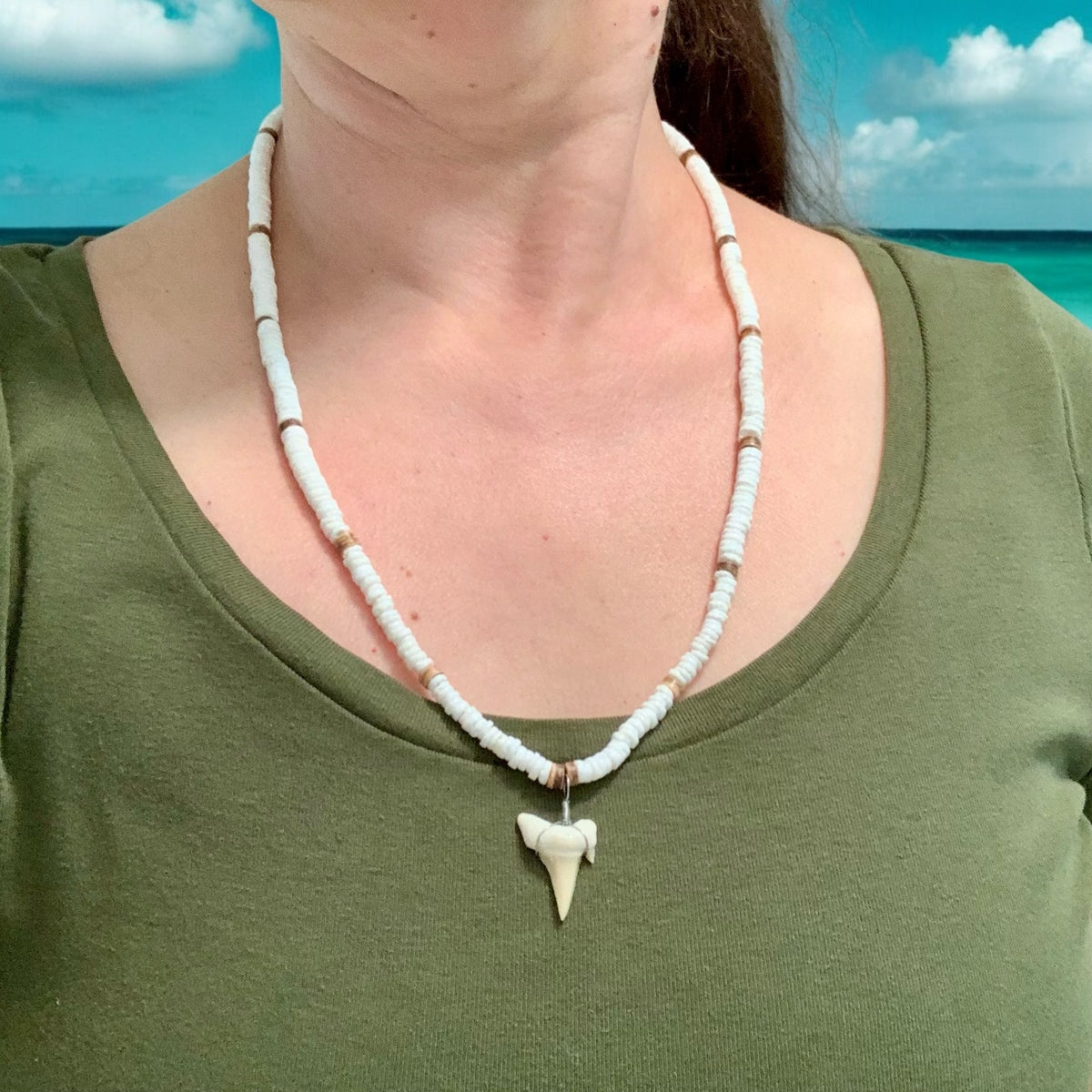 Shark Spirit Necklace – Puka Shell & Shark Tooth Tribal Jewelry, Custom ...